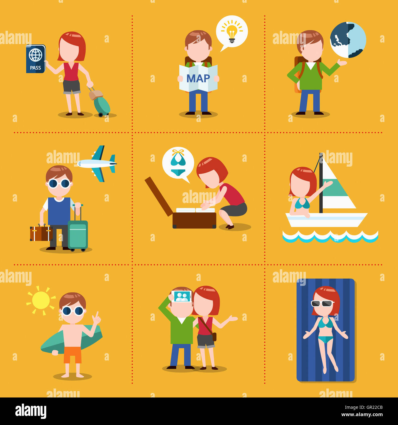 Overseas travel icons Stock Photo - Alamy