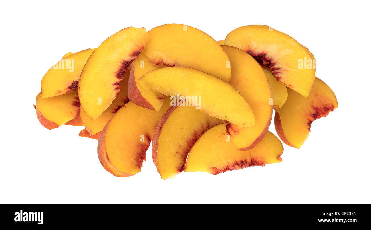 A group of nectarine slices isolated on a white background Stock Photo ...