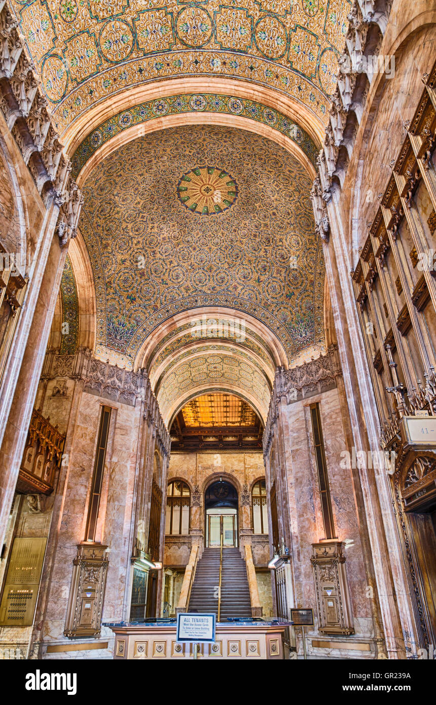 Interior of lobby in the landmarked Woolworth Building, designed by ...