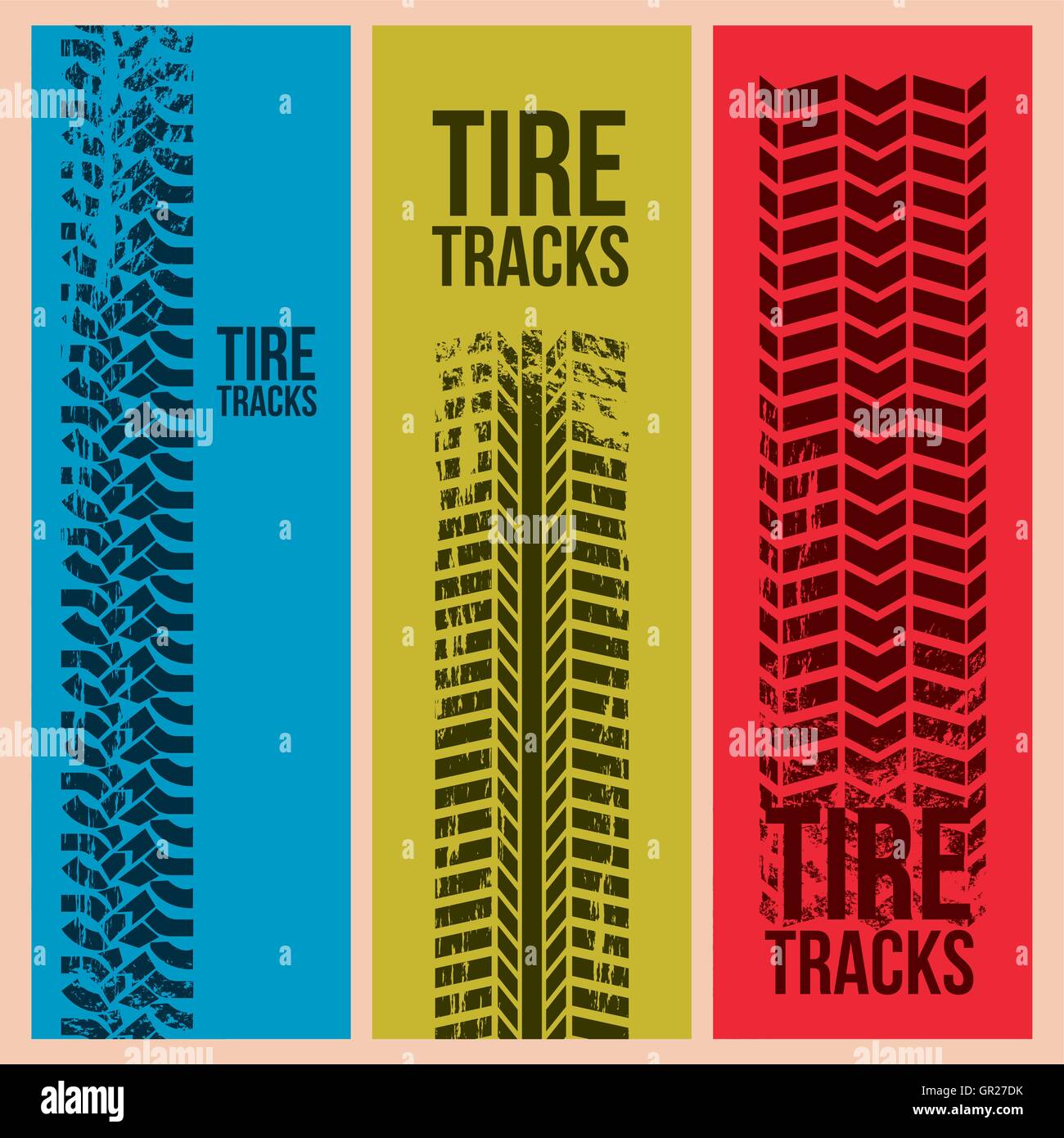Multiple tire tracks Stock Vector Images - Alamy