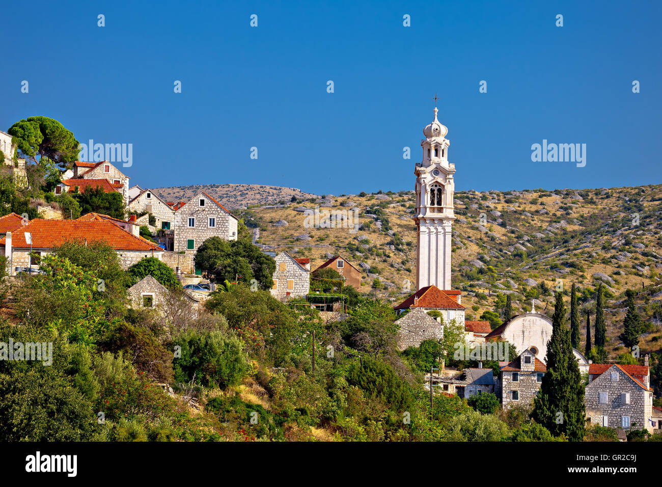 Old stone village of Lozisca on Brac island, Dalmatia, Croatia Stock ...