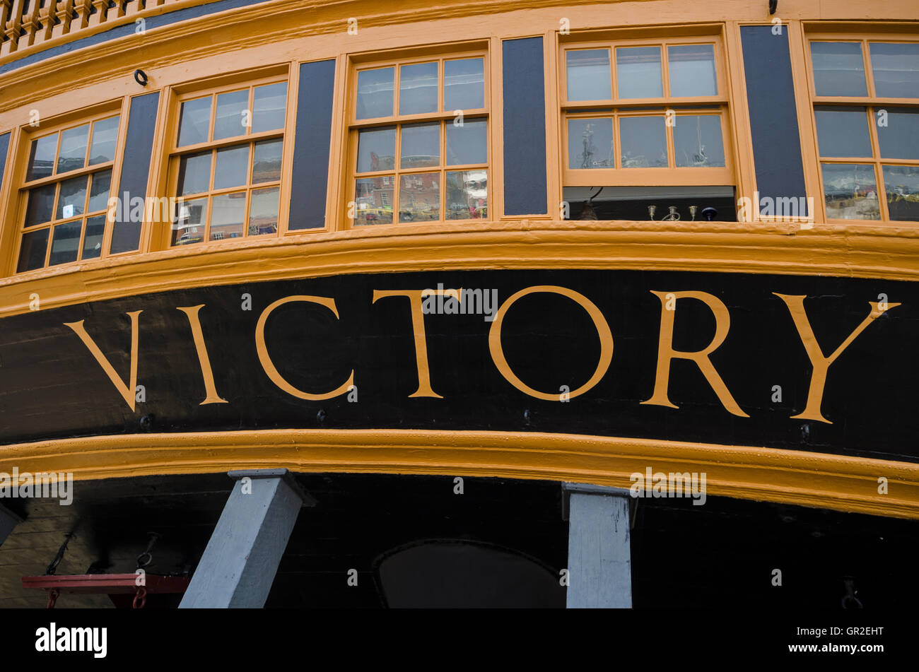 HMS VICTORY portsmouth stern showing name Stock Photo - Alamy