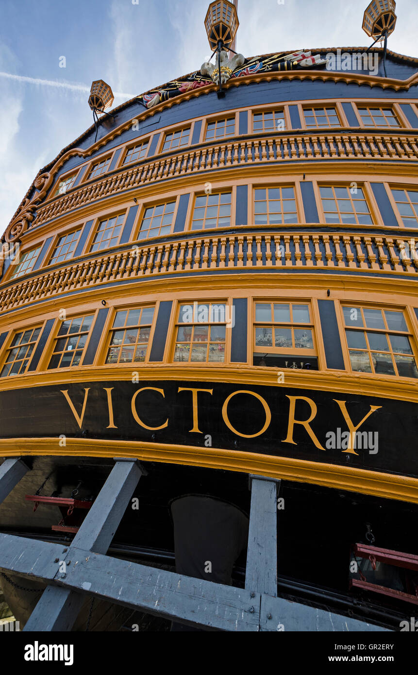 HMS VICTORY portsmouth stern showing name Stock Photo - Alamy