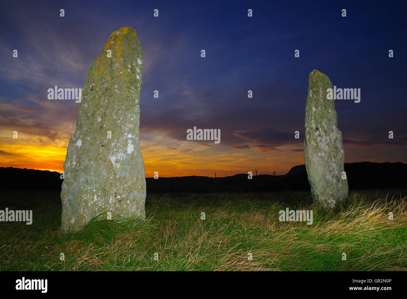 Penrhos Feilw, Standing Stones, Holyhead, Isle of Anglesey Stock Photo ...