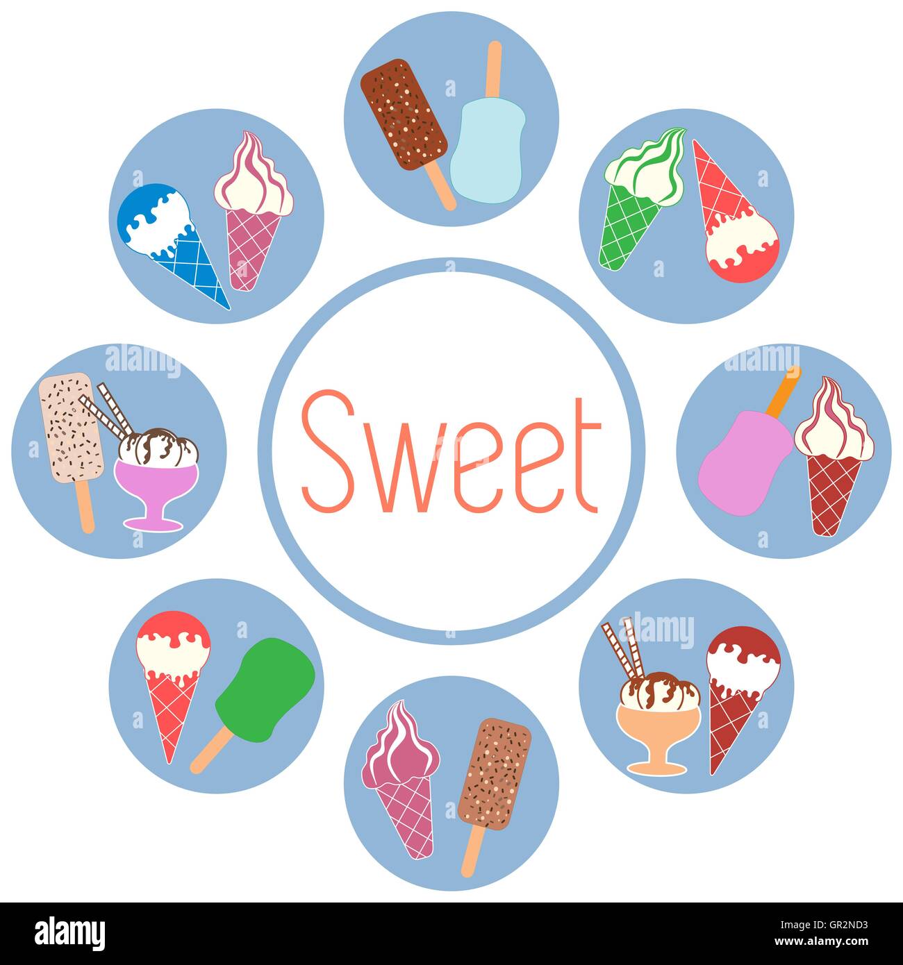 Nice picture of a colored scheme with various kinds of delicious ice ...