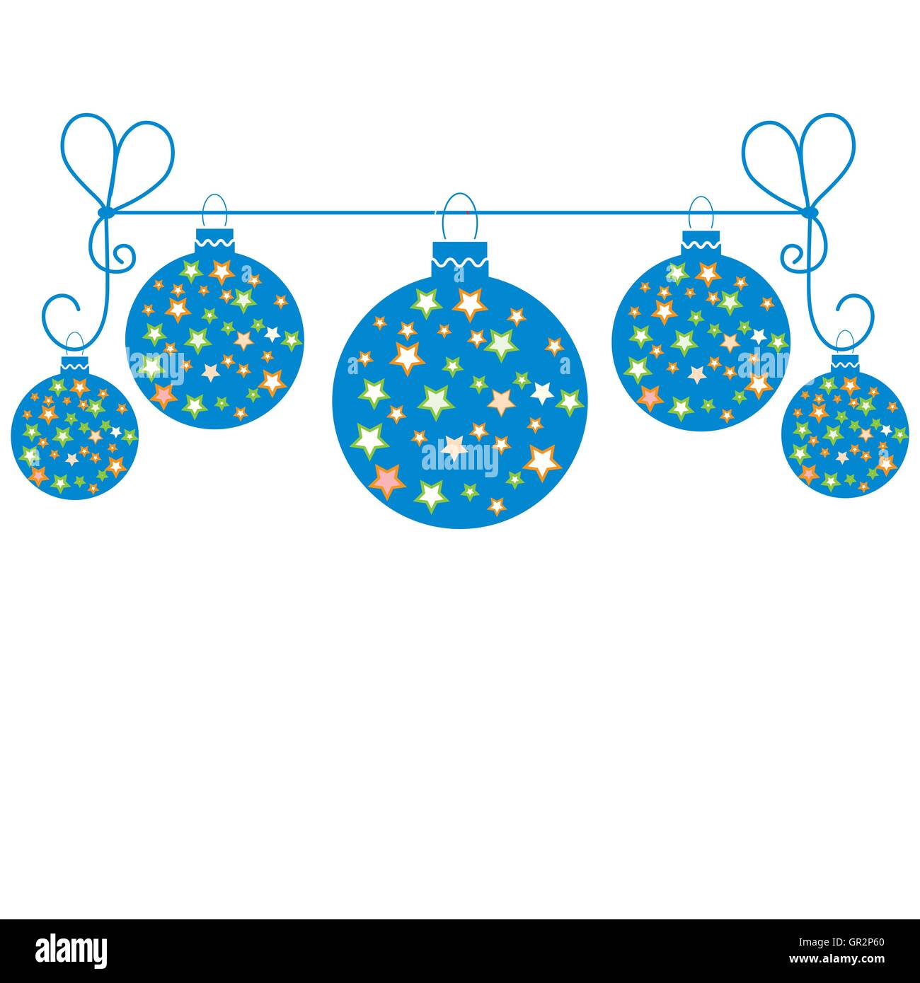 Vector picture with Christmas ball with stars hanging on a rope on ...