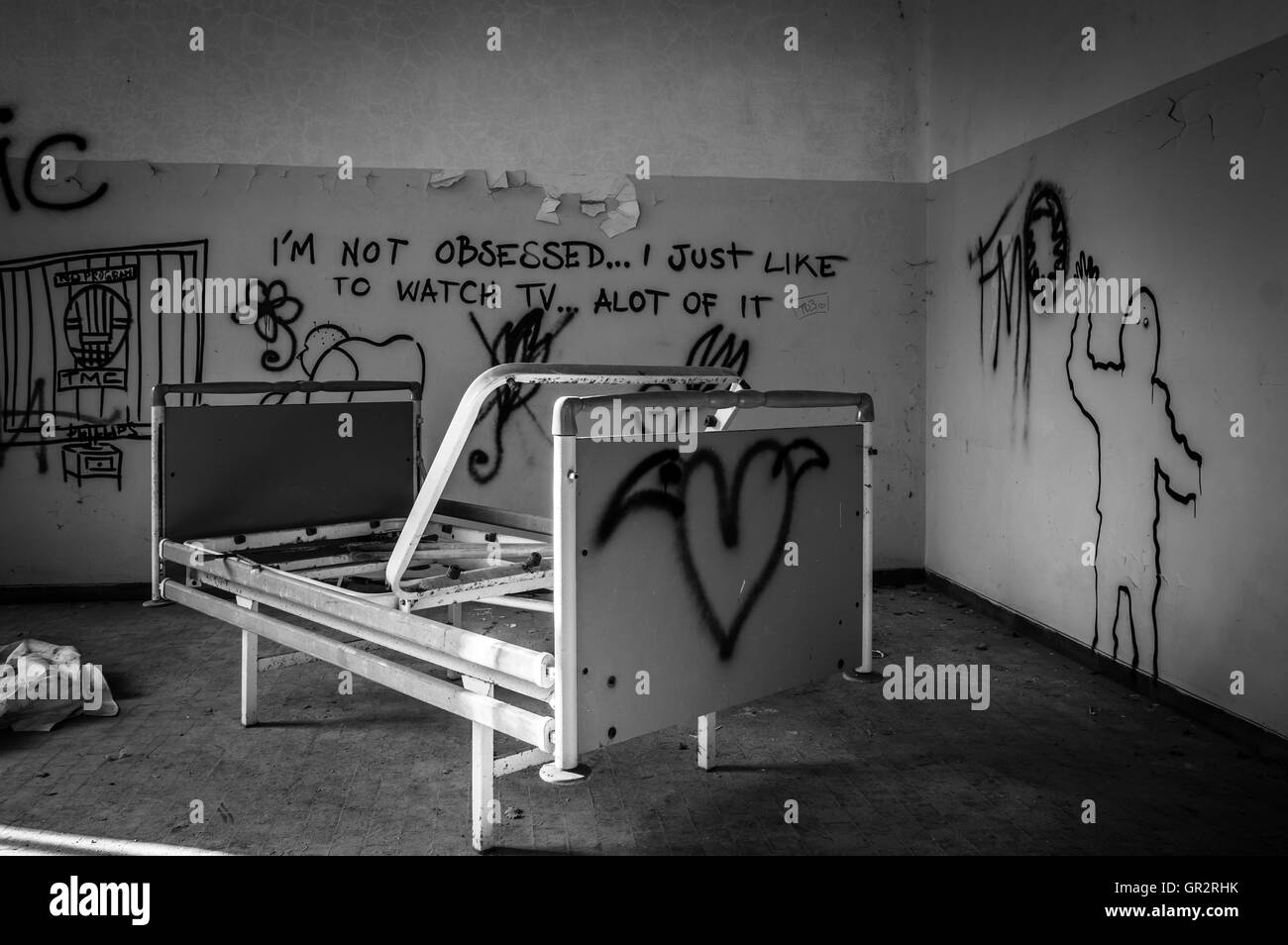 Volterra, Italy - September 2016: Abandoned psychiatric hospital in ...