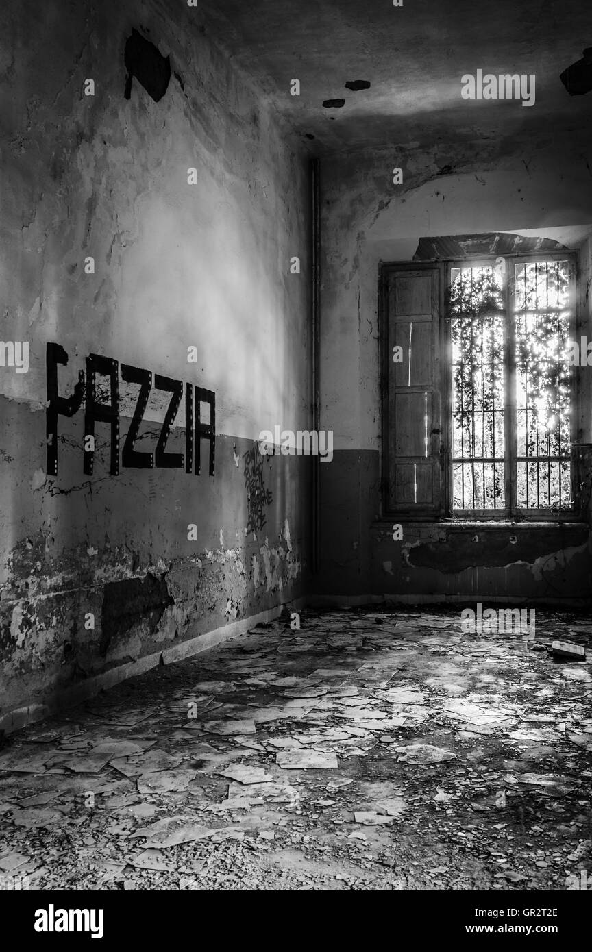 Volterra, Italy - September 2016: Abandoned psychiatric hospital in ...