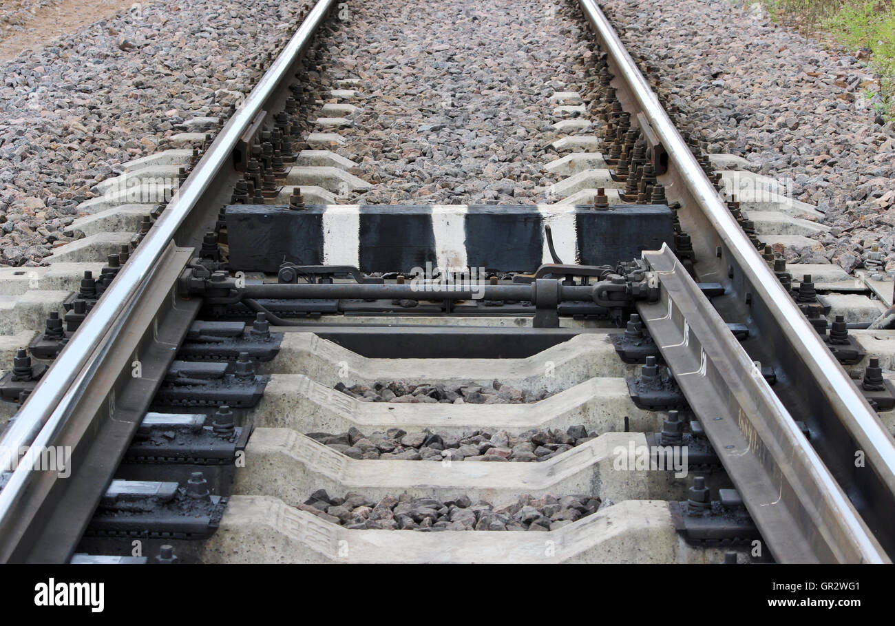 railway hand placed for visibility in striped black-and-white Stock ...