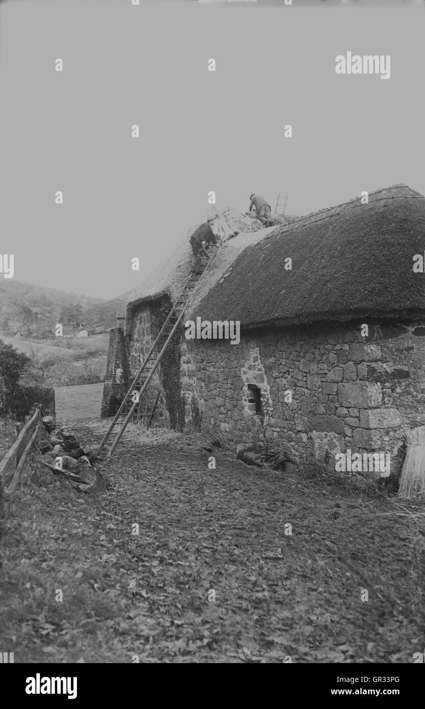 Devon thatcher on roof hi-res stock photography and images - Alamy