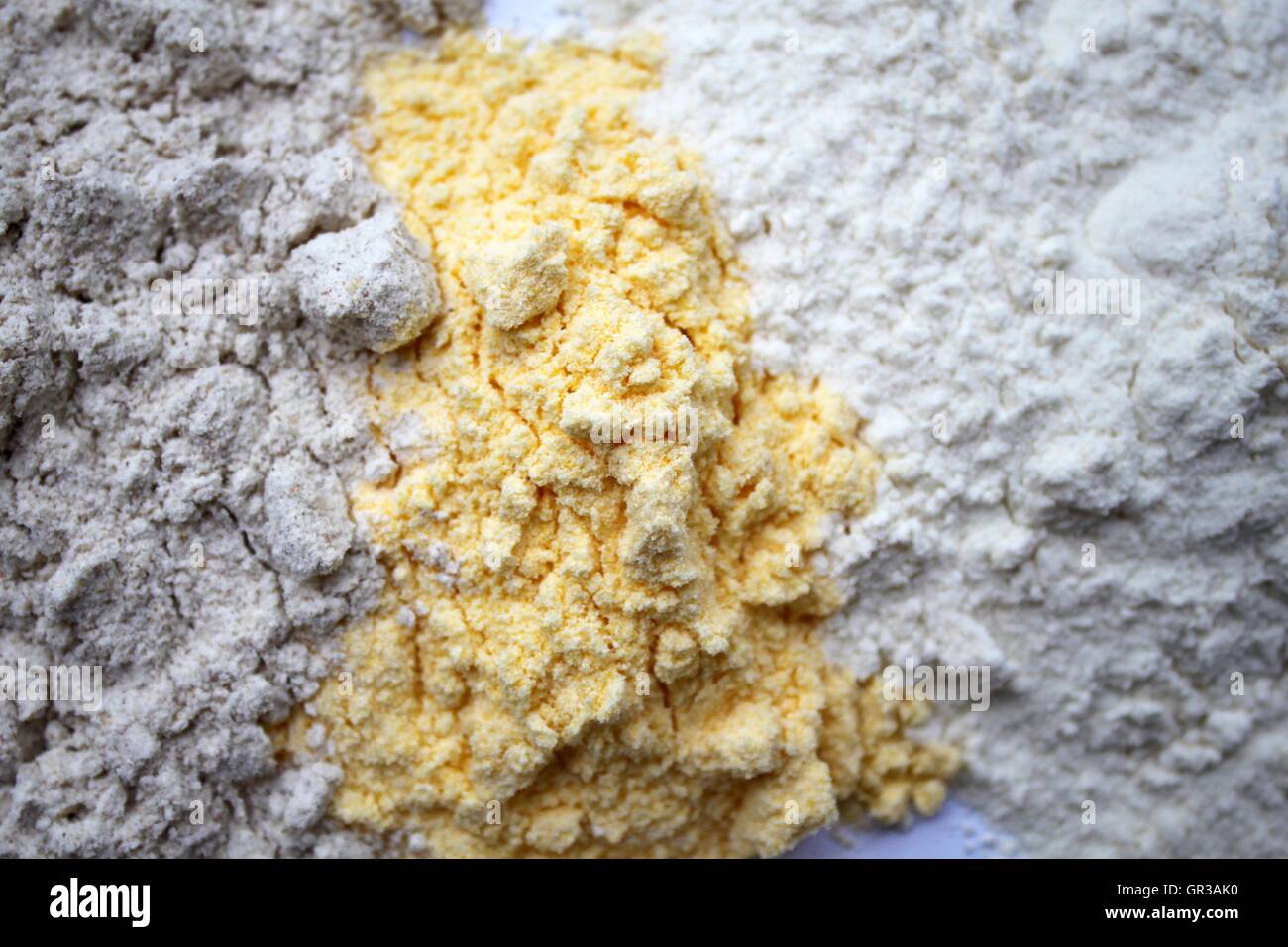 Three types of flour Stock Photo - Alamy