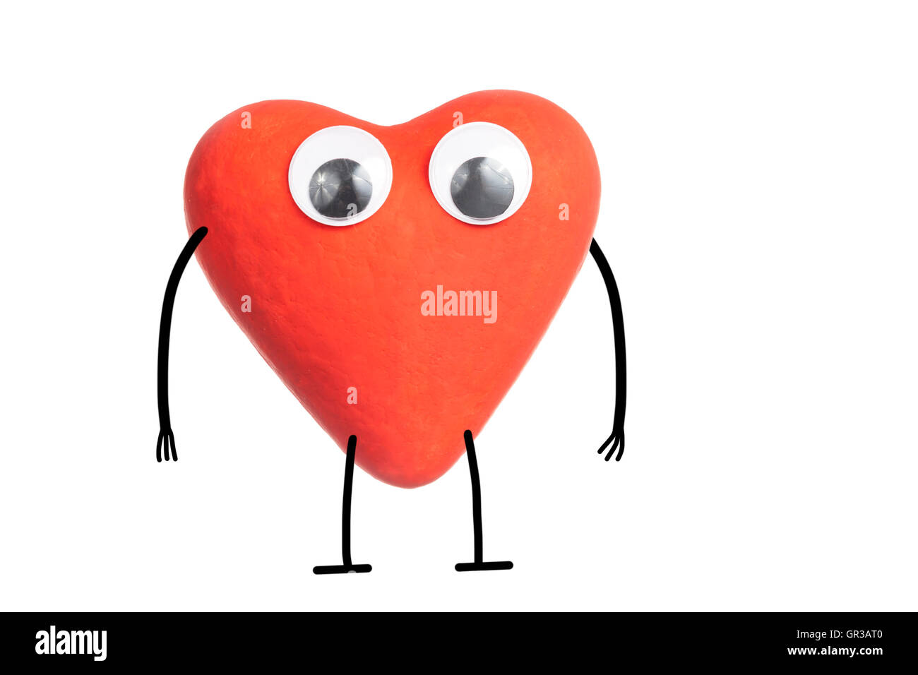 Red heart character isolated on white background Stock Photo - Alamy