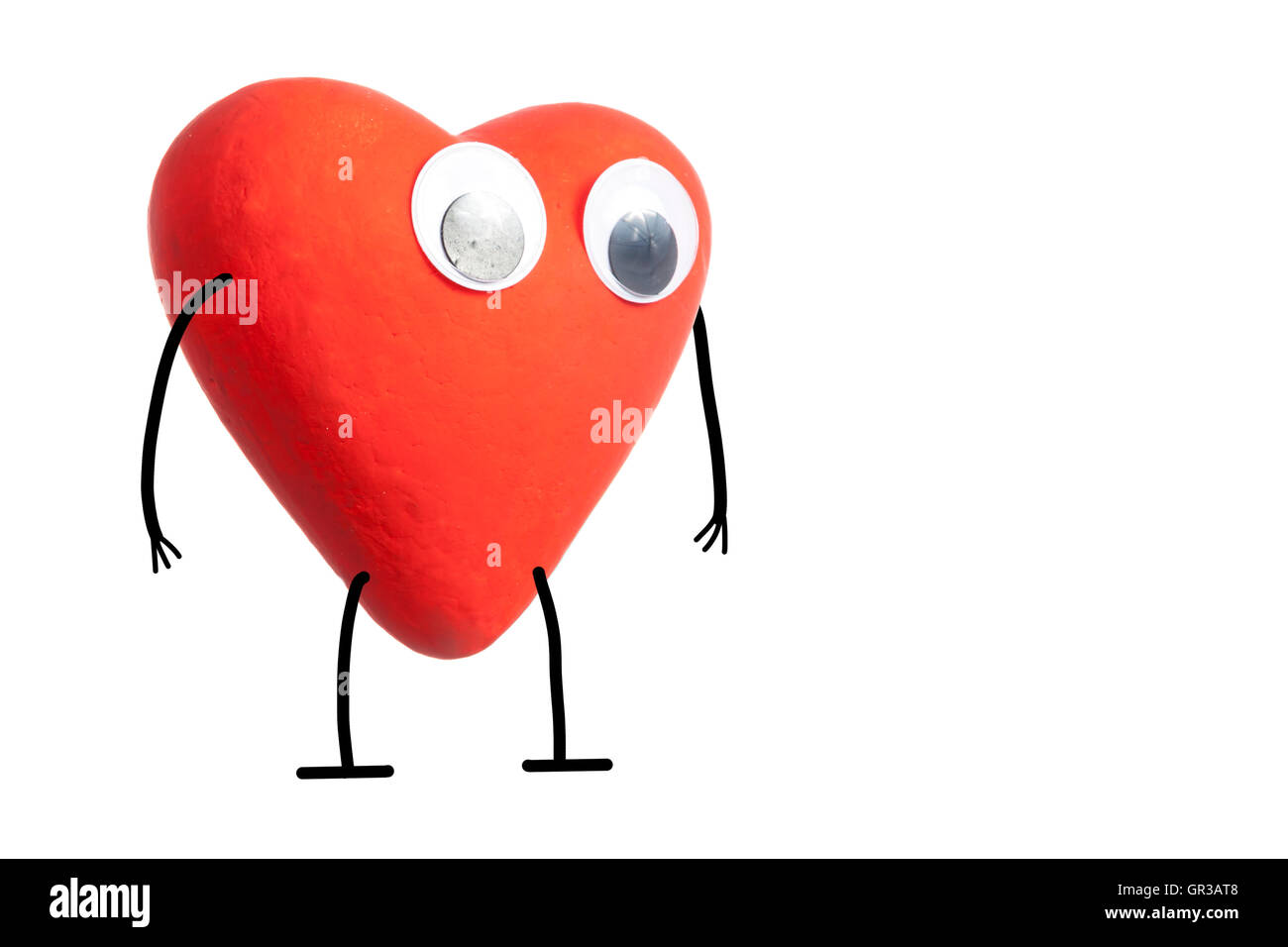Red heart character isolated on white background Stock Photo - Alamy