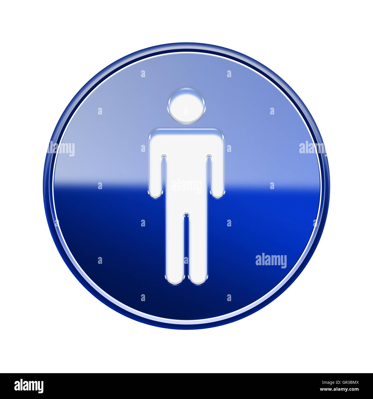 men icon glossy blue, isolated on white background Stock Photo - Alamy