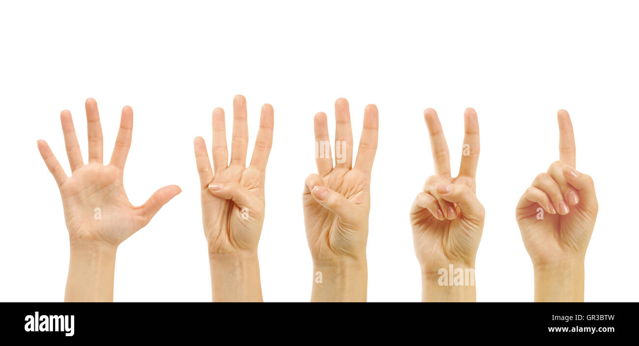 Counting woman hands (1 to 5 Stock Photo - Alamy