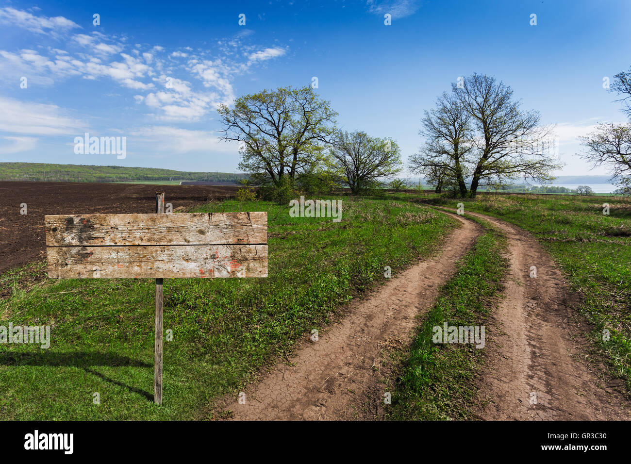The sign on a country road Stock Photo - Alamy