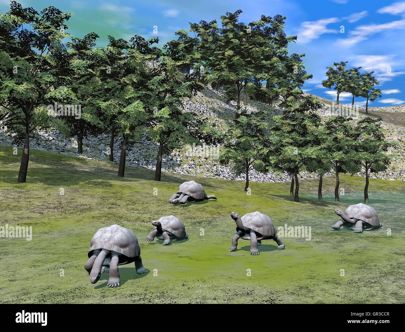 Galapagos tortoises in nature - 3D render Stock Photo - Alamy