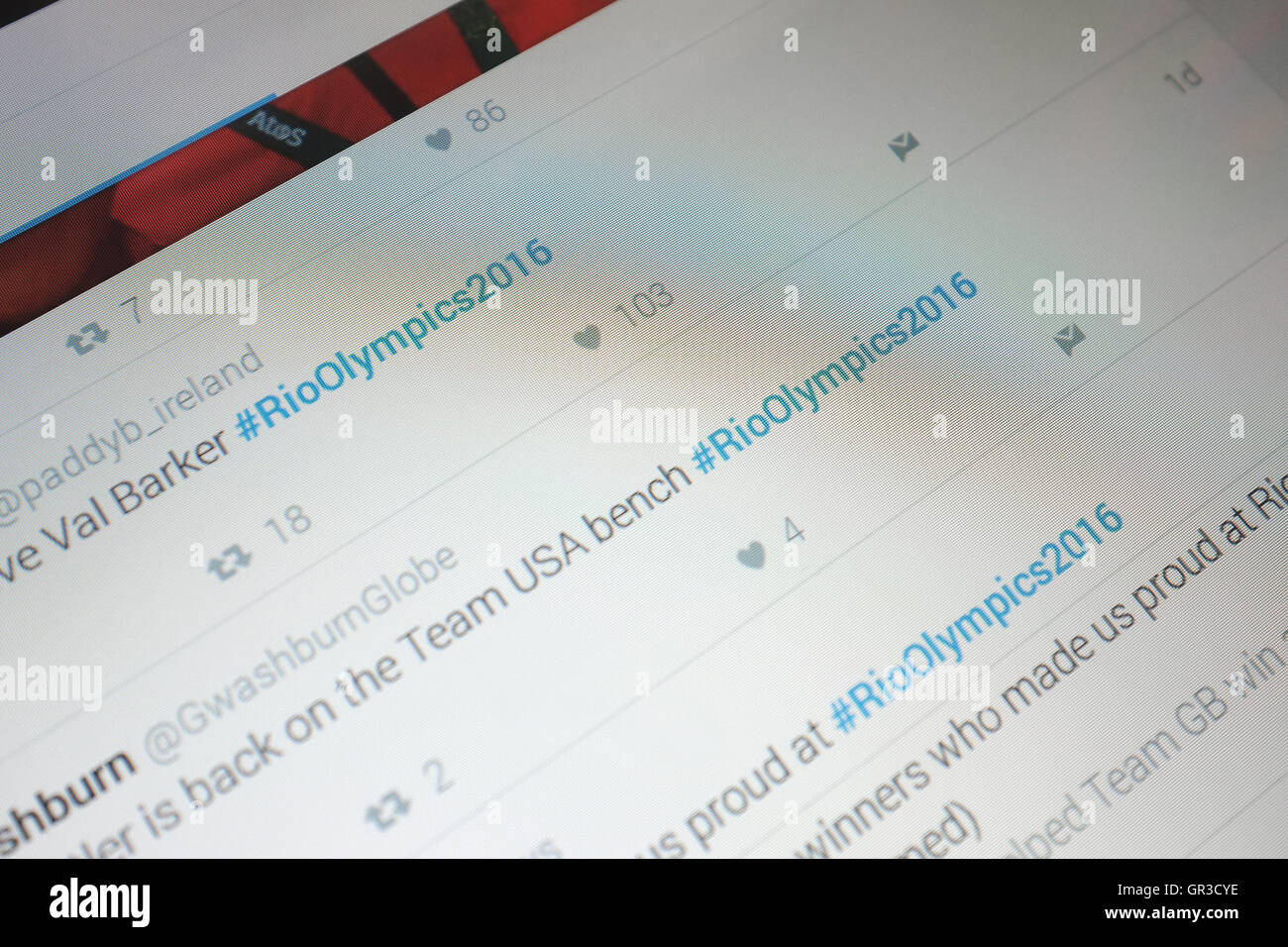 Rio olympics 2016 twitter hi-res stock photography and images - Alamy