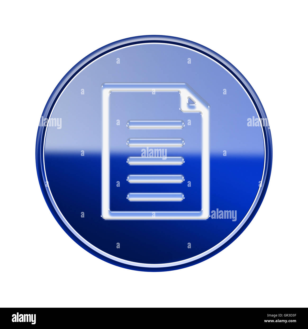 Document icon glossy blue, isolated on white background Stock Photo - Alamy