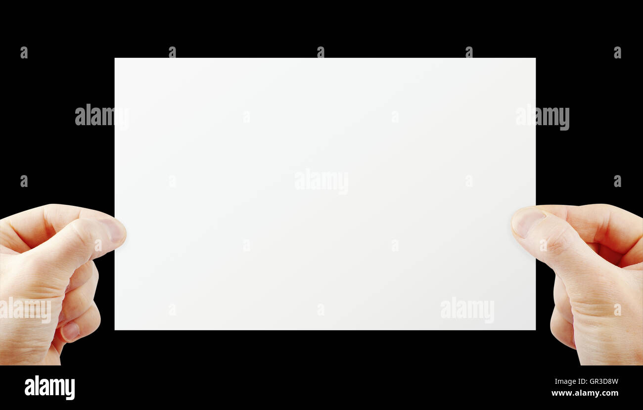 Hands holding paper isolated on white Stock Photo - Alamy