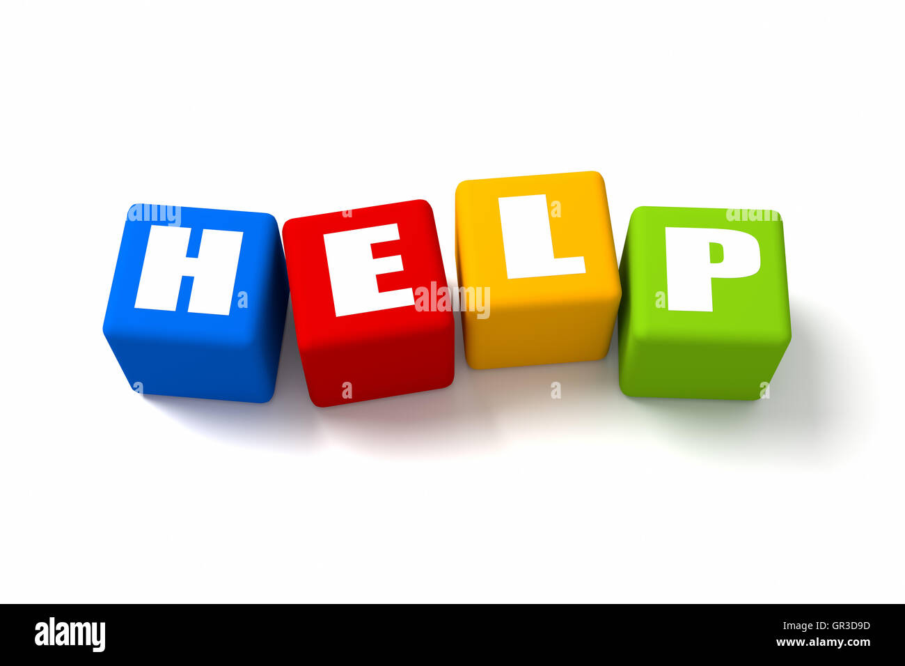 Help Colored Cubes Stock Photo - Alamy