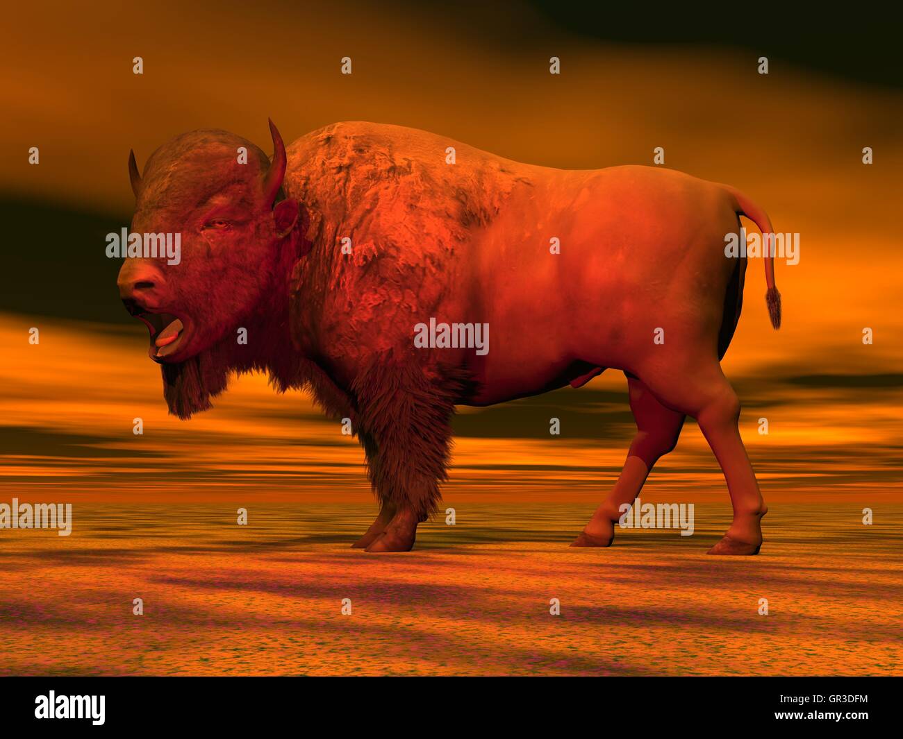 Red bison - 3D render Stock Photo - Alamy