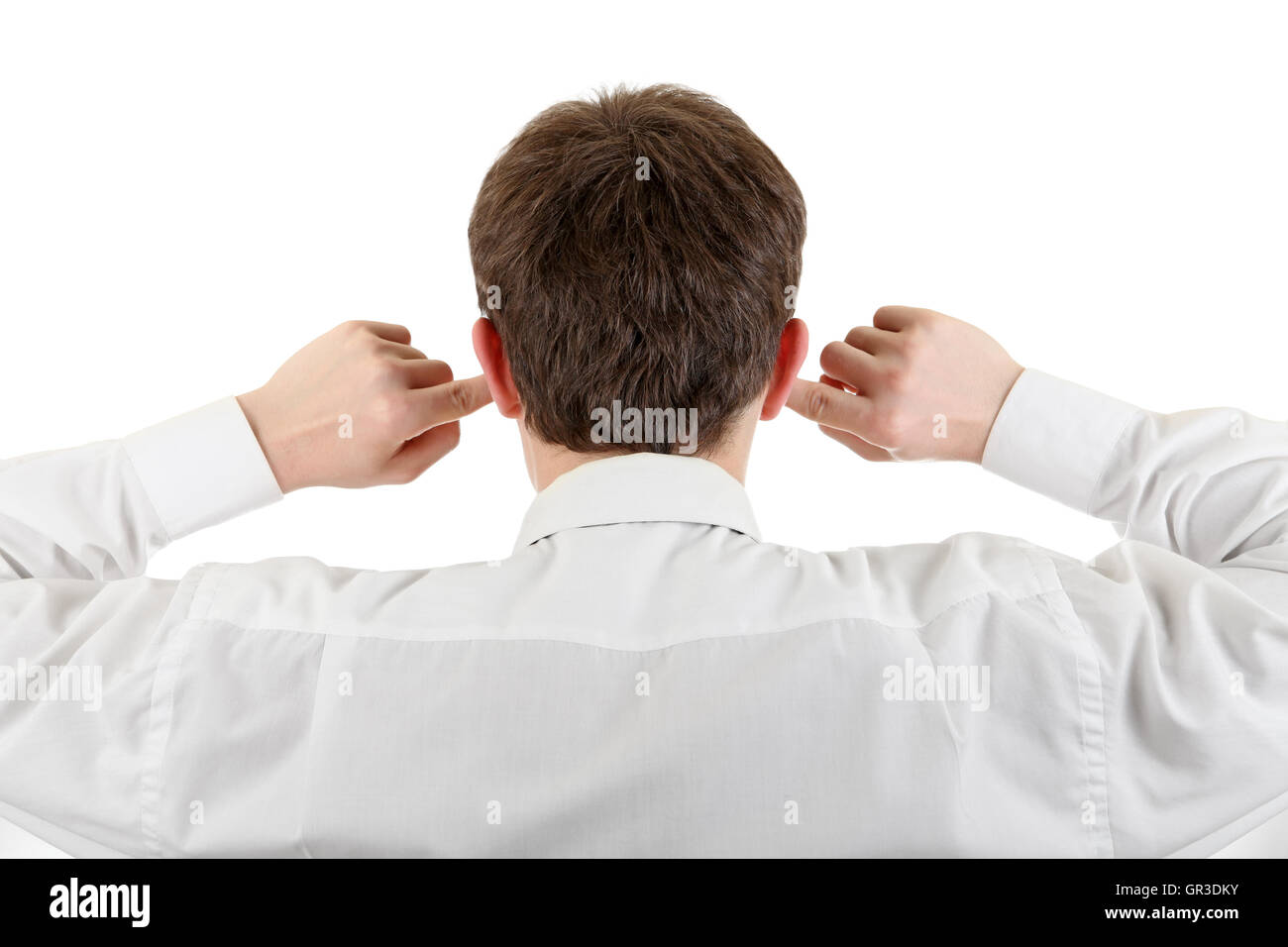 Man With Closed Ears Stock Photo - Alamy