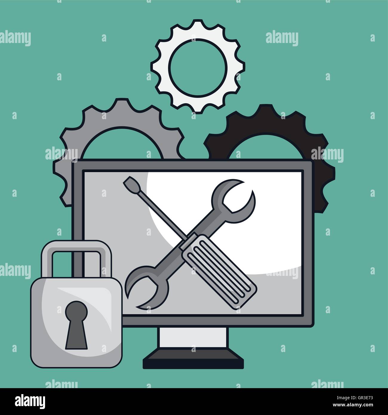 screen pc gears server Stock Vector Image & Art - Alamy