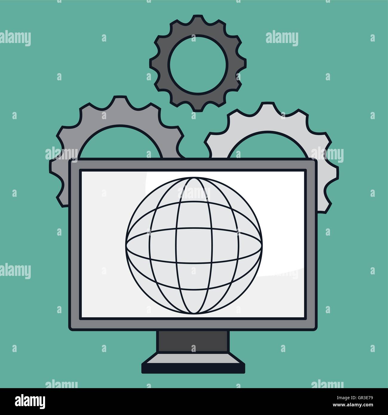 screen pc gears server Stock Vector Image & Art - Alamy