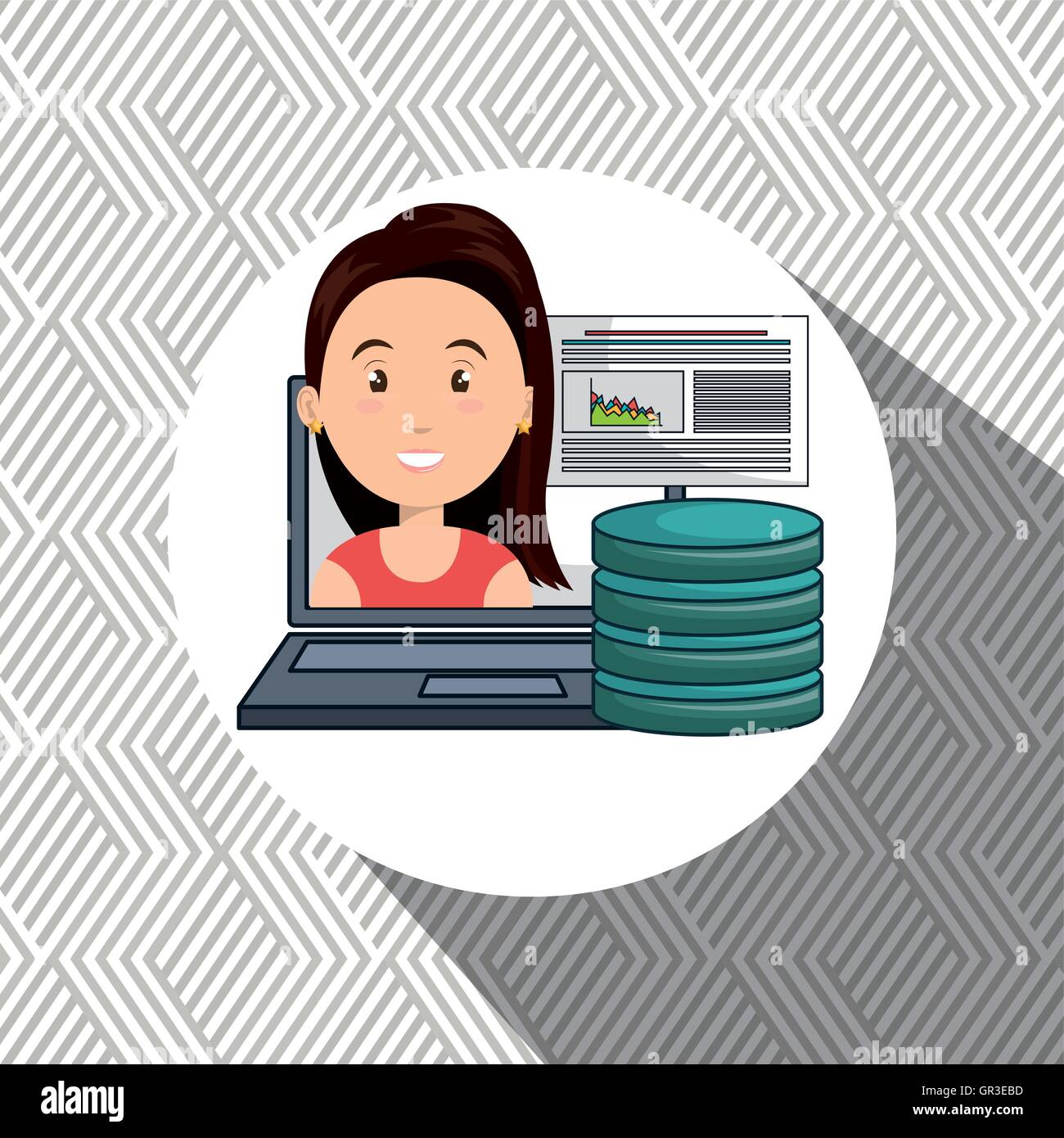woman data base laptop Stock Vector Image & Art - Alamy