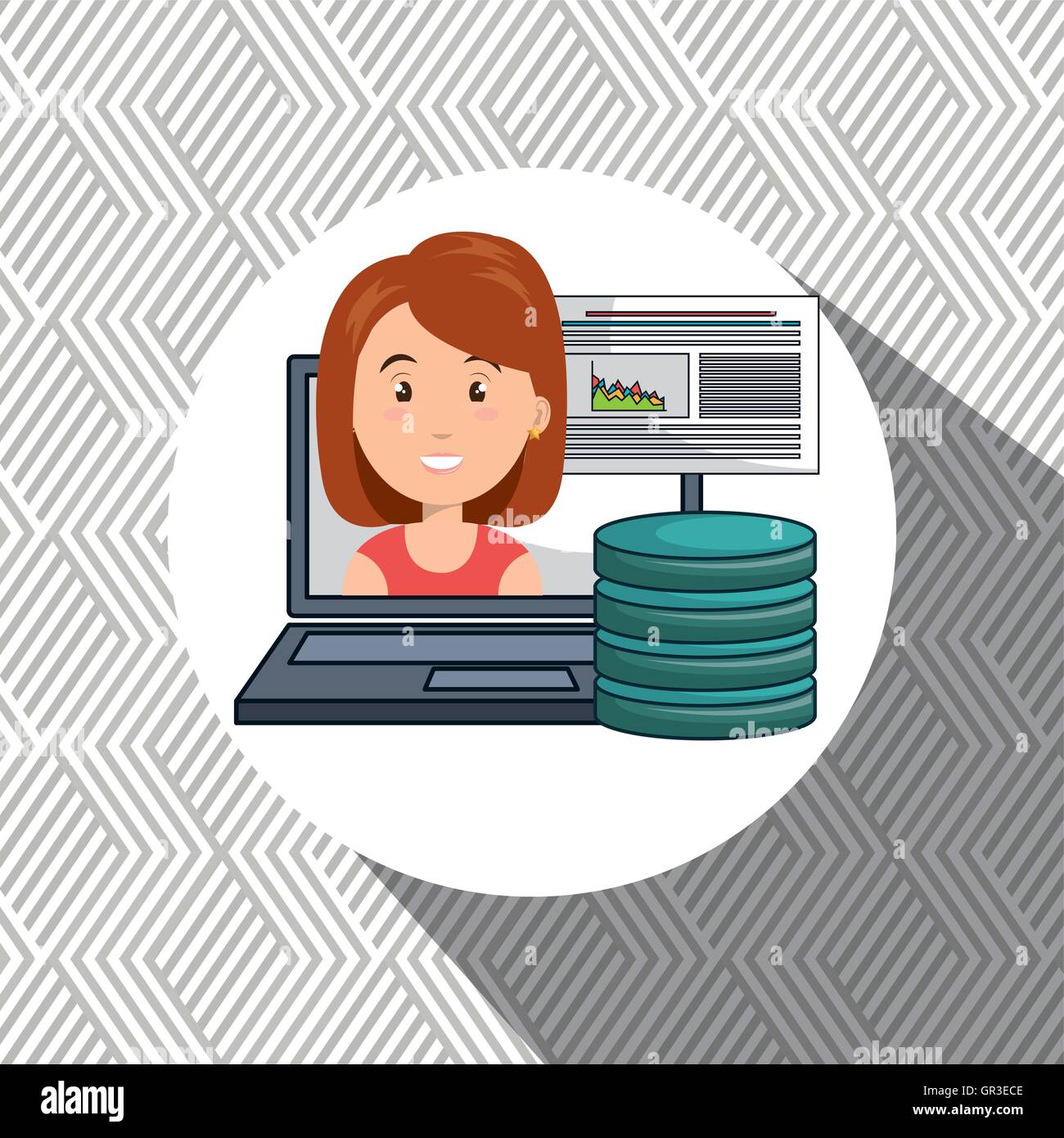 woman data base laptop Stock Vector Image & Art - Alamy