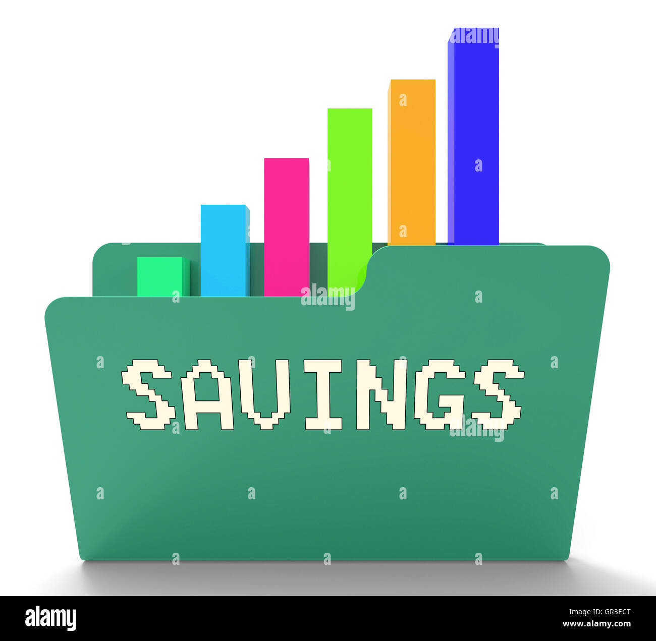 Savings File Meaning Money Binder And Graphic 3d Rendering Stock Photo ...