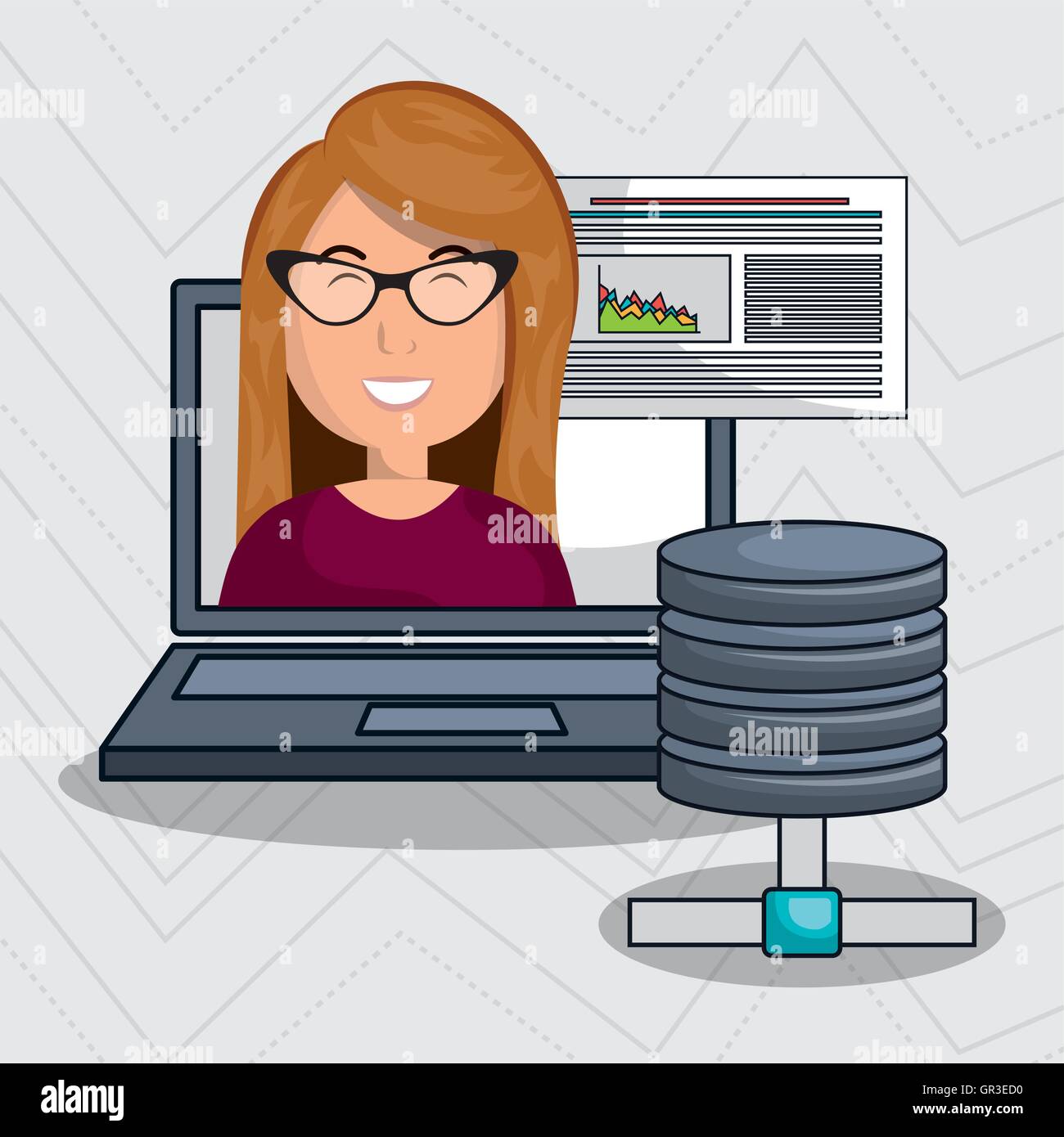 woman data base laptop Stock Vector Image & Art - Alamy