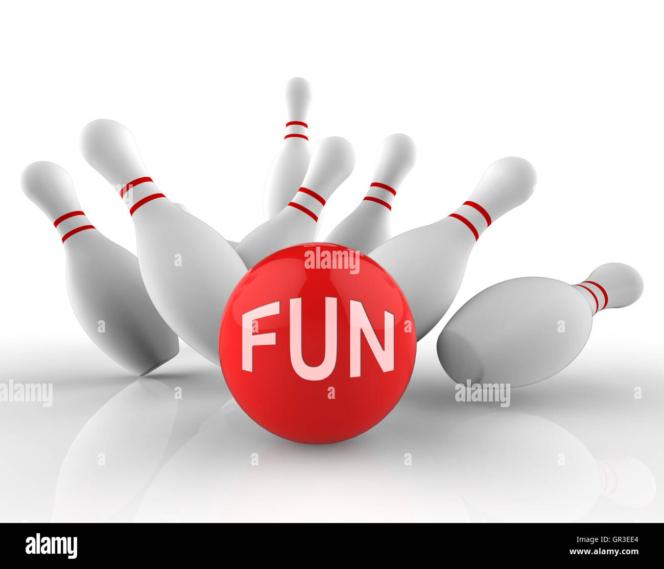 Fun Bowling Representing Ten Pin And Game 3d Rendering Stock Photo - Alamy