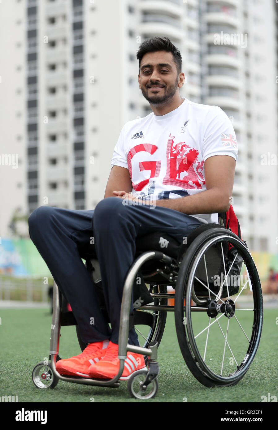 Paralympics GB wheelchair rugby player Mandip Sehmi poses for a ...