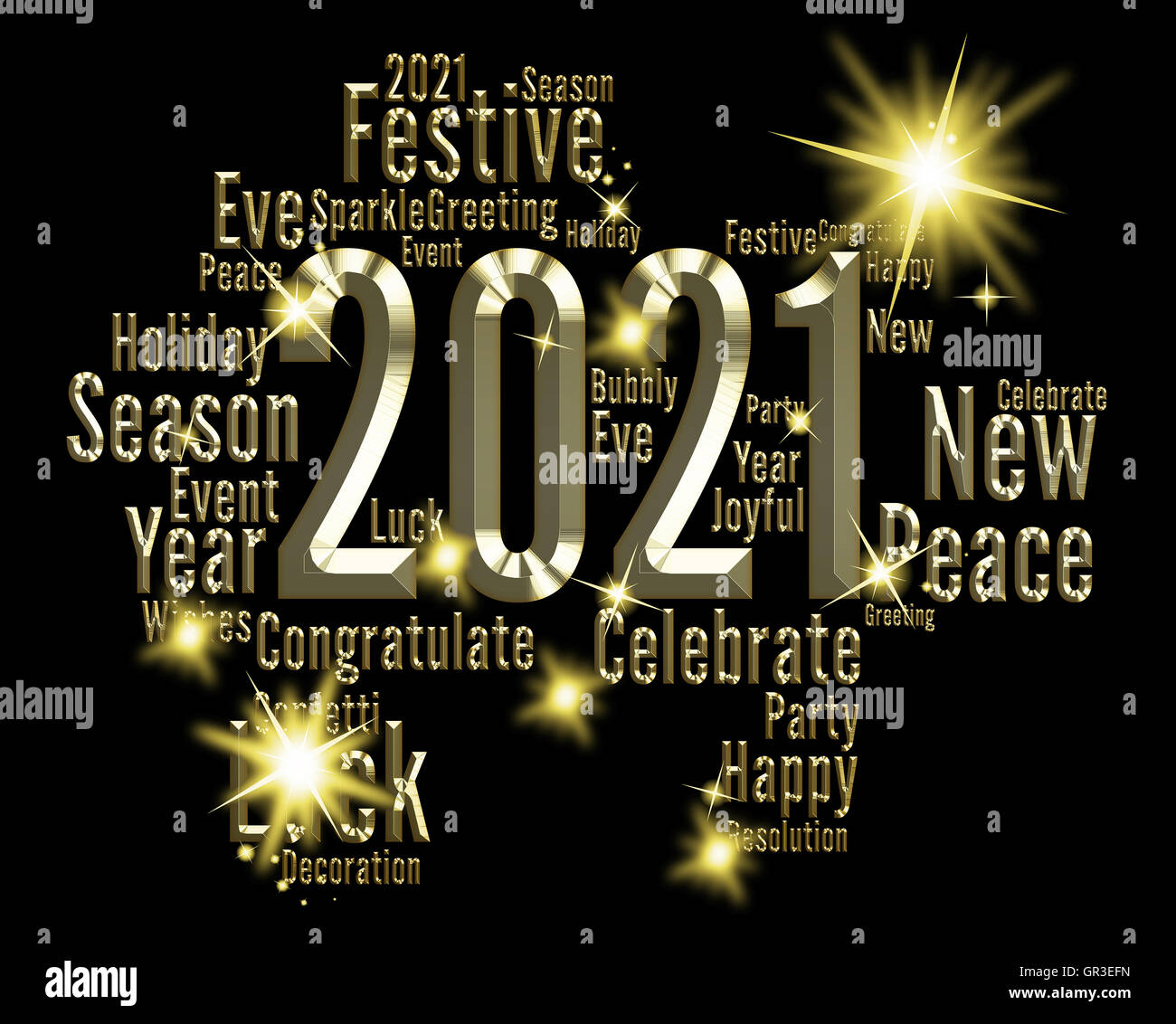 Two Thousand Twenty-One Indicating Happy New Year And Celebrate Stock ...