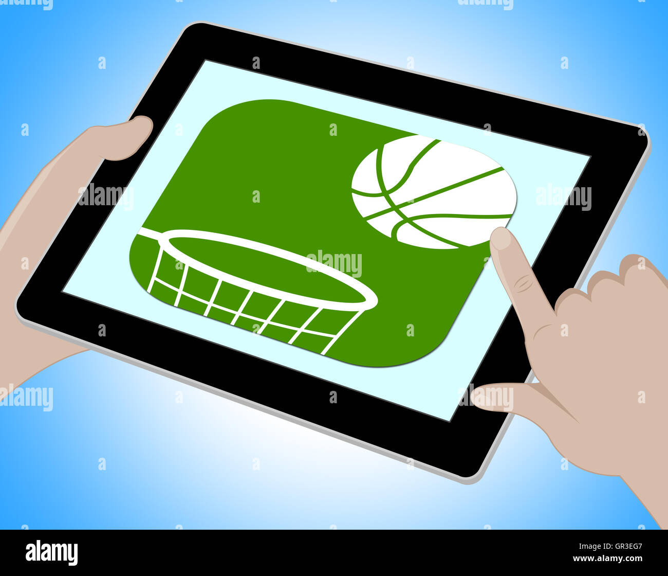 Basketball Online Showing Tablets Player And Sport Stock Photo - Alamy