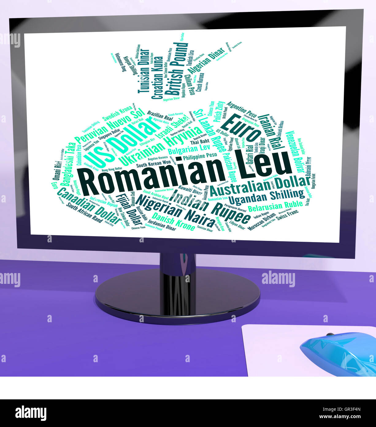 Romanian Leu Representing Exchange Rate And Word Stock Photo - Alamy