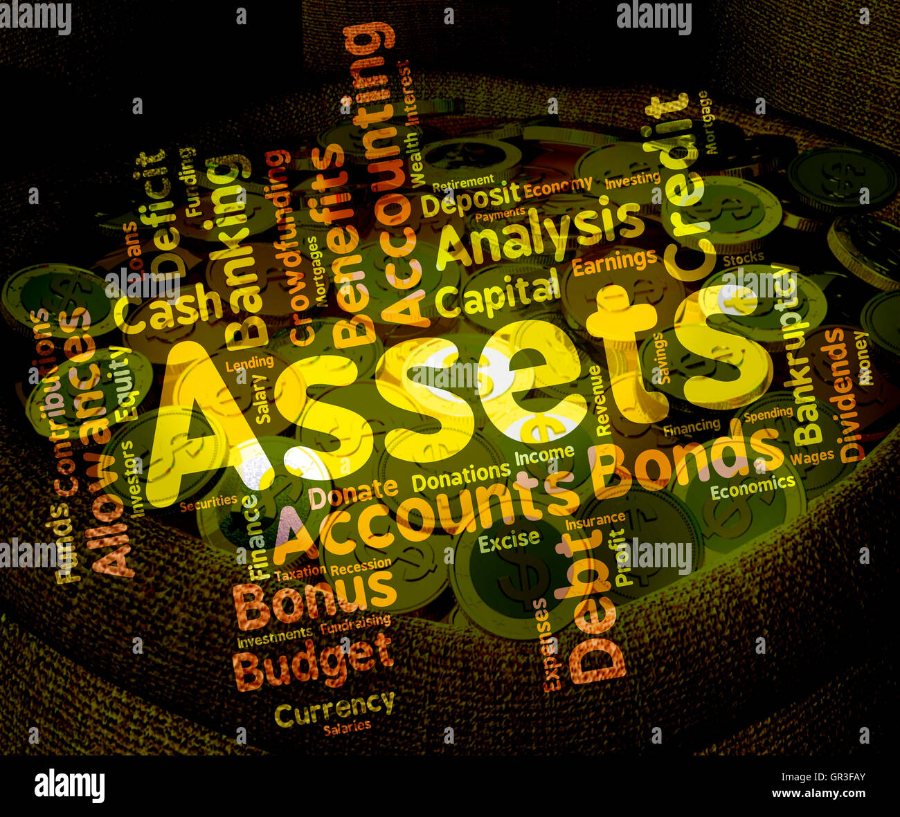 Assets Words Showing Estate Owned And Effects Stock Photo - Alamy