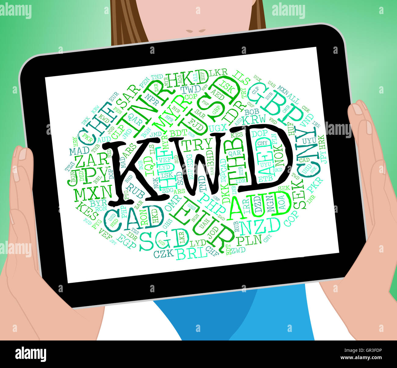 Kwd Currency Representing Exchange Rate And Foreign Stock Photo - Alamy