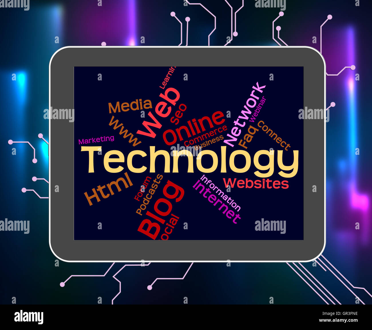Technology Word Showing Electronics Text And Electronic Stock Photo - Alamy