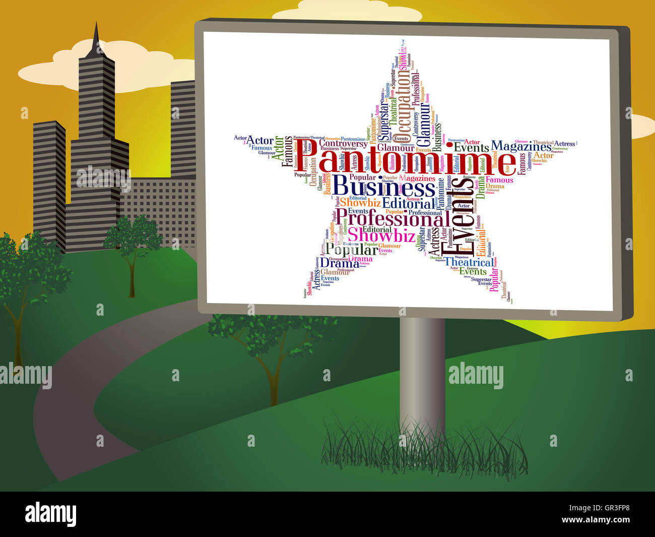 Pantomime Star Showing Melodrama Word And Theater Stock Photo - Alamy