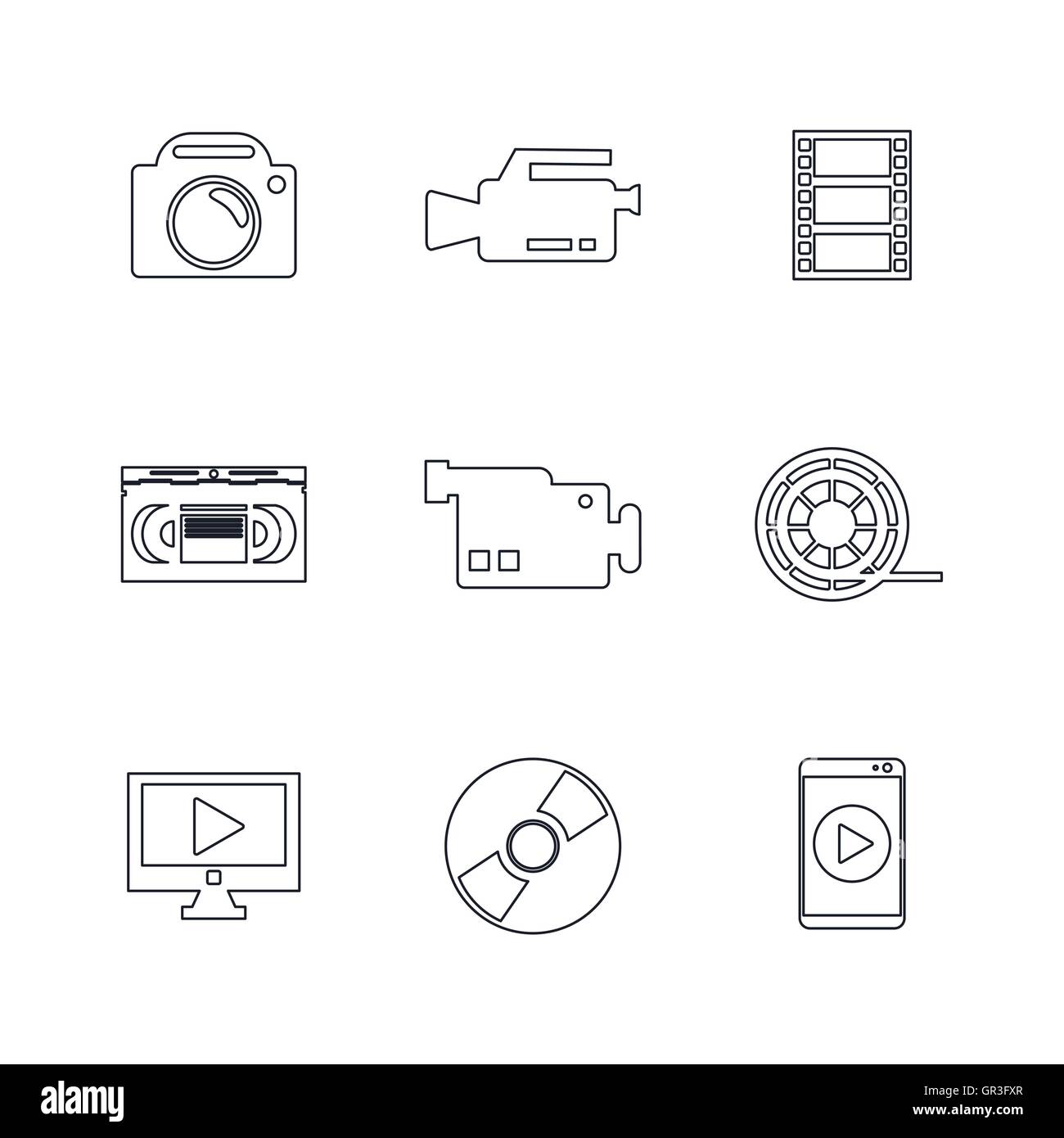 Video movie and media icon set Stock Vector Image & Art - Alamy