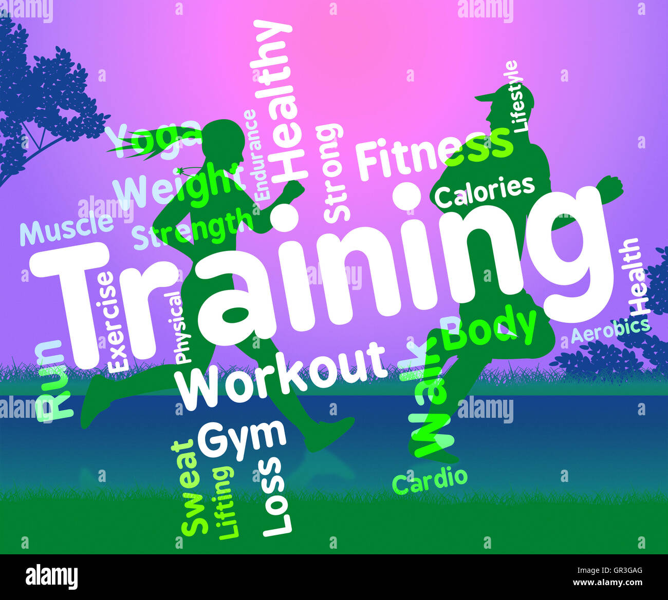 Training Words Indicating Physical Activity And Fitness Stock Photo - Alamy