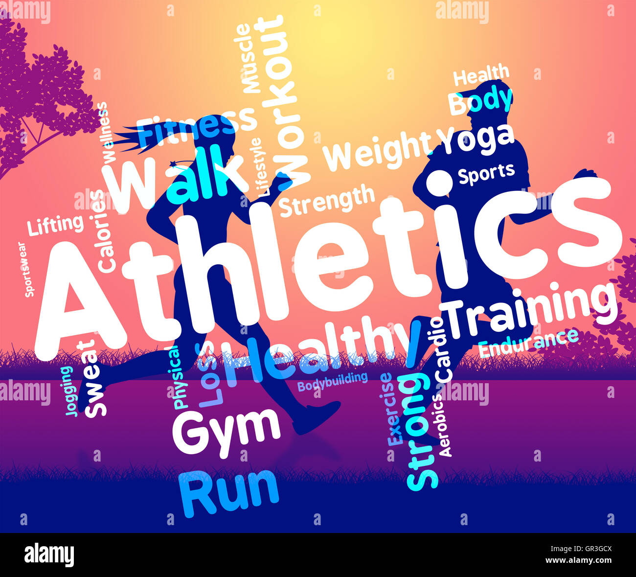 Athletics Word Representing Working Out And Sport Stock Photo - Alamy