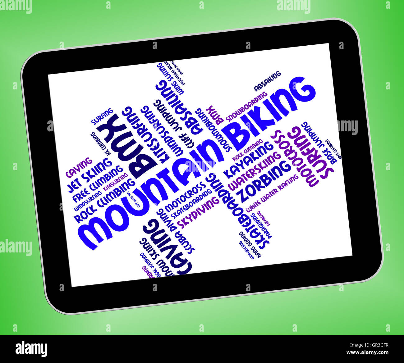 Mountain Biking Showing Bike Text And Word Stock Photo - Alamy