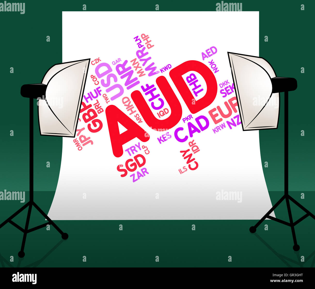 Aud Currency Indicating Foreign Exchange And Forex Stock Photo - Alamy