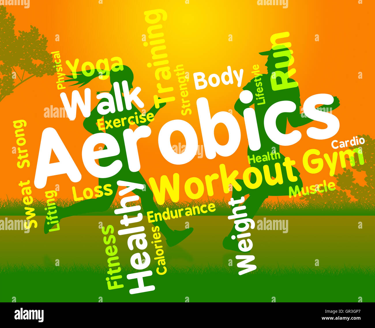 Aerobics Words Indicating Getting Fit And Cardio Stock Photo - Alamy