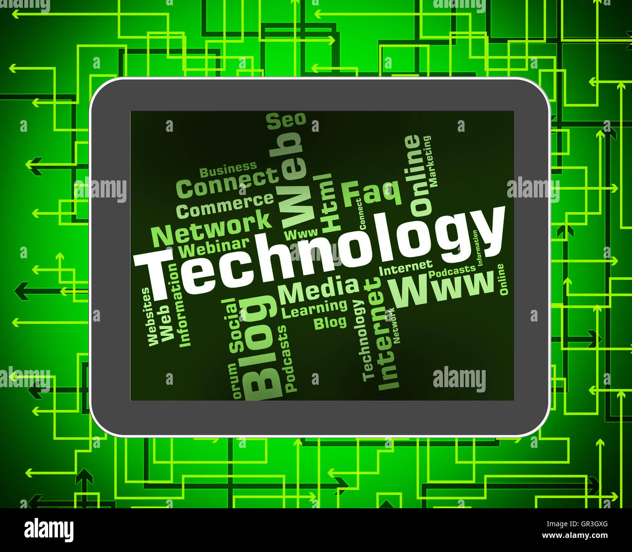Technology Word Indicating Electronic Words And Hi-Tech Stock Photo - Alamy