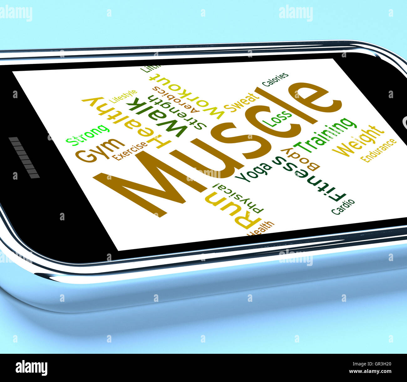 Muscle Words Representing Fitness Dumbell And Training Stock Photo - Alamy